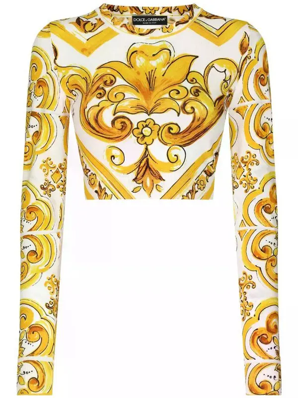 Dolce & Gabbana Majolica Knit Top - Yellow