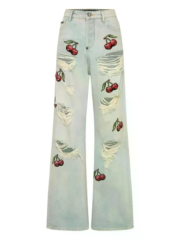 Philipp Plein Cherries Destroyed Jeans