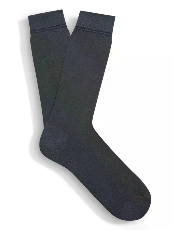 Zegna Stripe-detail Socks - Blue
