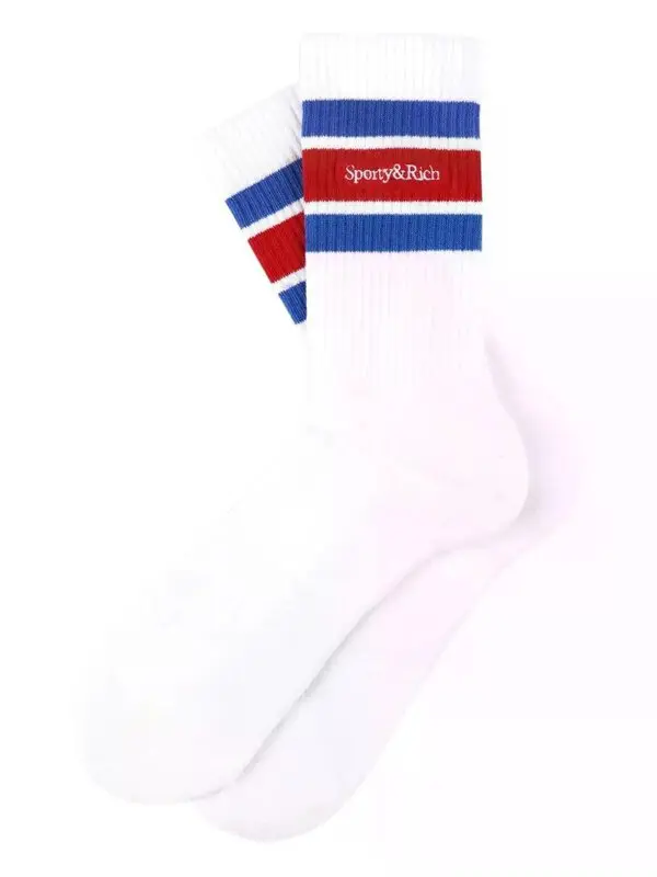 SPORTY & RICH Seif Logo Socks - White