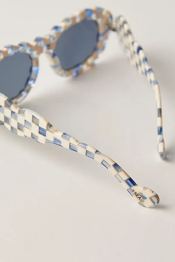 Free People Cloud 9 Oval Checkered Sunglasses