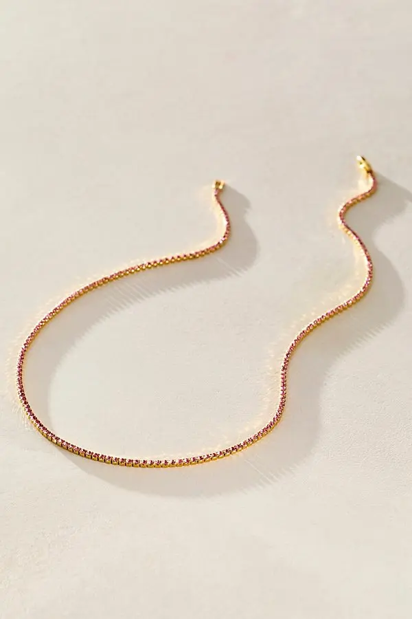 LOVER'S TEMPO Tennis Necklace - Gold/pink