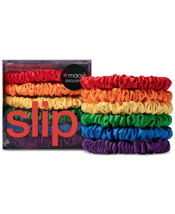 Slip 6-piece Pure Silk Skinny Scrunchies - Rainbow