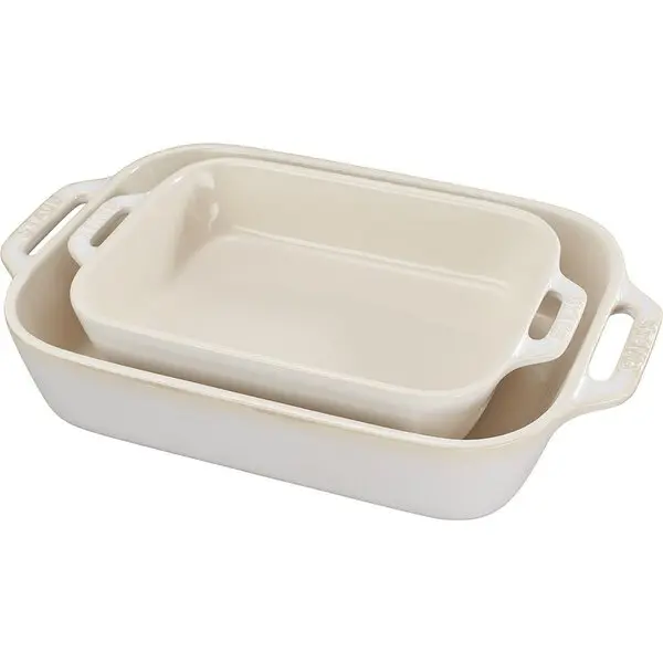STAUB 2-piece Rectangular Baking Dish Set - Rustic Ivory