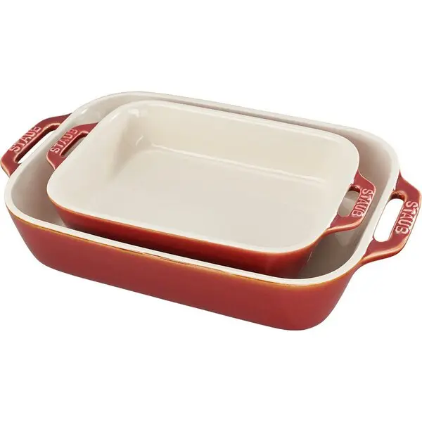 STAUB 2-piece Rectangular Baking Dish Set - Rustic Red
