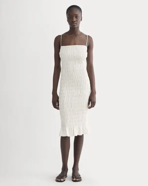 Everlane Smocked Column Dress - Bone