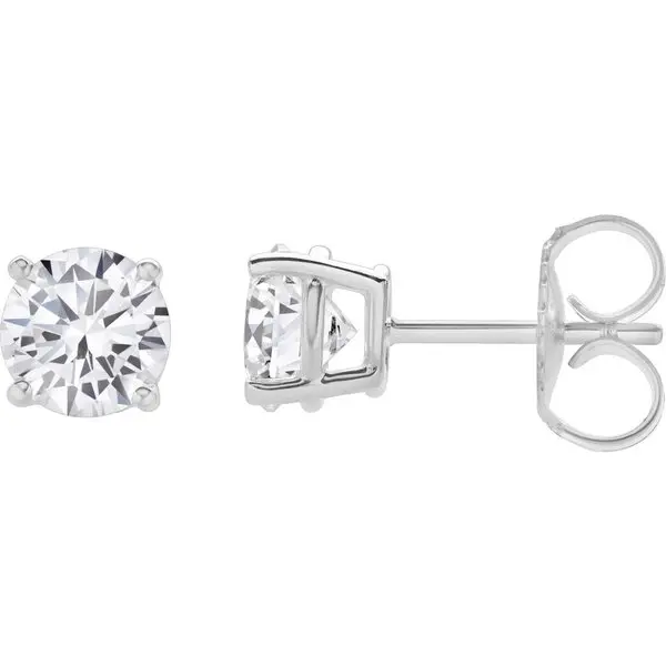 LUVMYJEWELRY 2 Ct Tw Lab Grown Round Diamond 14k Gold Stud Earrings - 14k White Gold