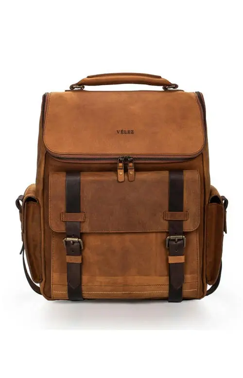 VELEZ Vintage Leather Archaeology Backpack - Brown