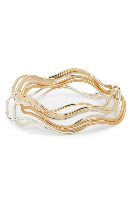 Nordstrom Set Of Eight Wavy Bangles - Goldilver