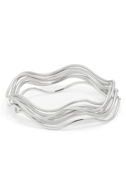 Nordstrom Set Of Eight Wavy Bangles - Silver
