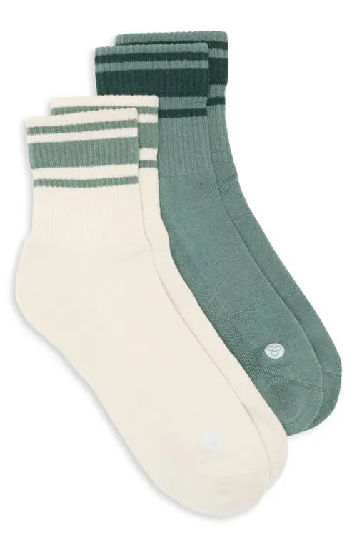 Zella Sport Quarter Socks 2-pack - Green Park