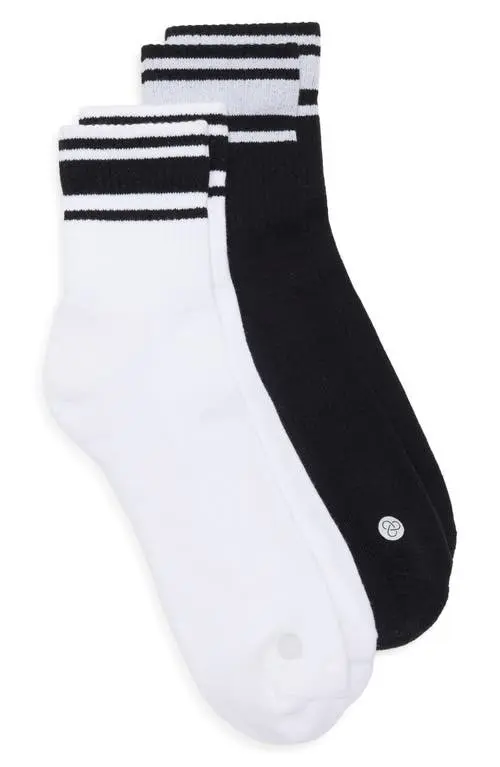 Zella Sport Quarter Socks 2-pack - White Multi