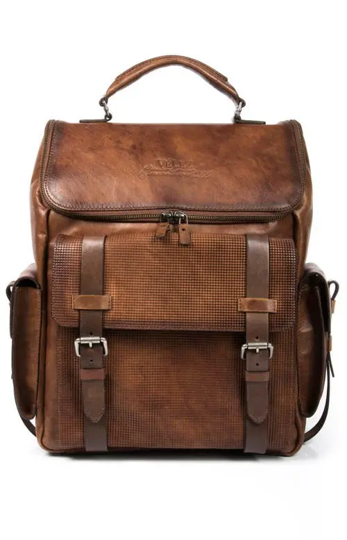 VELEZ Vintage Leather Archaeology Backpack - Brown