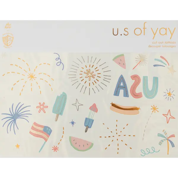 DAYDREAM SOCIETY 4th Of July Patriotic U.s. Of Yay Temporary Tattoo Sheet - Assorted Pre-pack