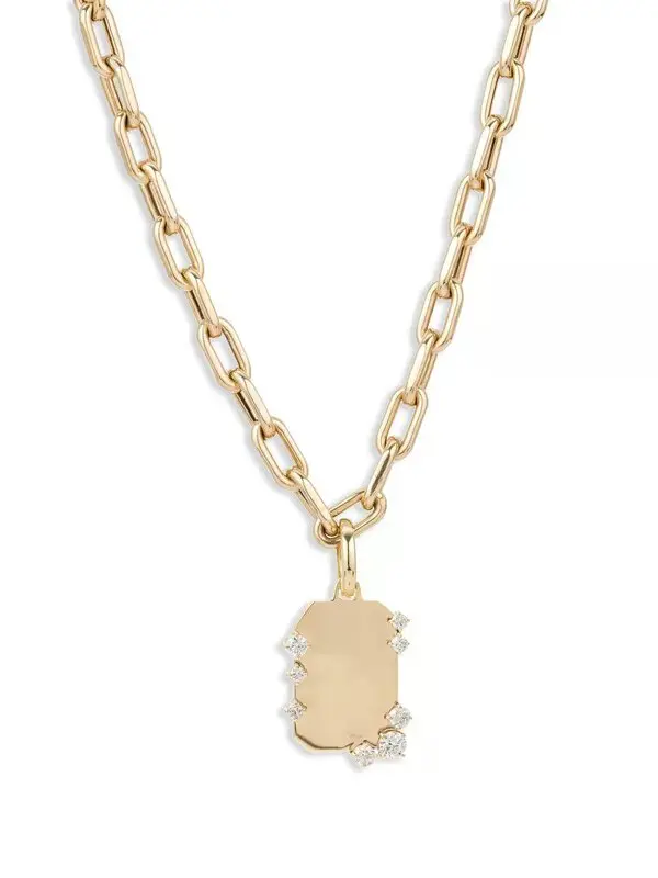 Adina Reyter 14k Yellow Diamond Dog Tag Necklace - Gold
