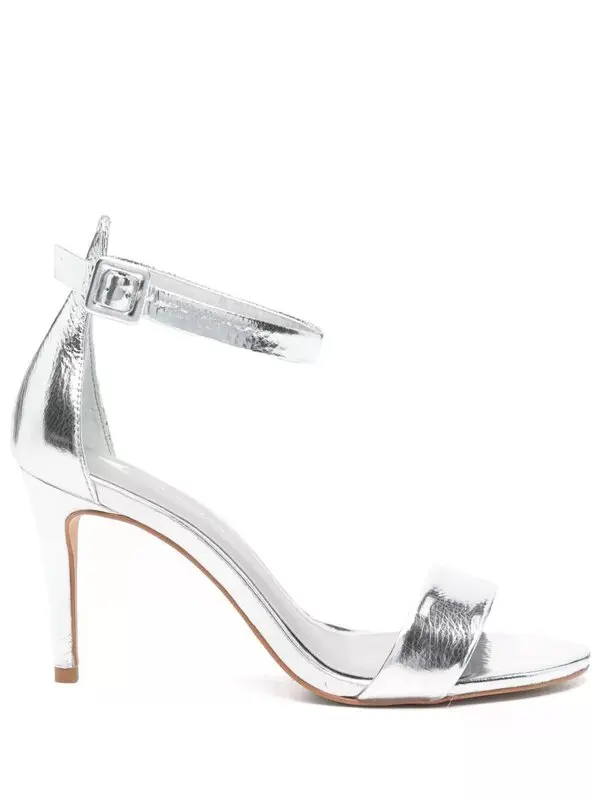 ANDREA CARRANO 90mm Leather Heeled Sandals - Silver