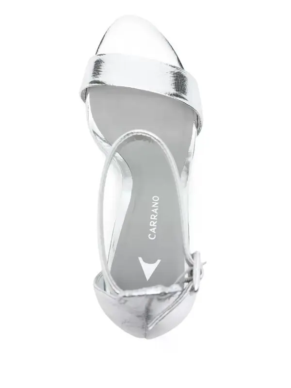 ANDREA CARRANO 90mm Leather Heeled Sandals - Silver