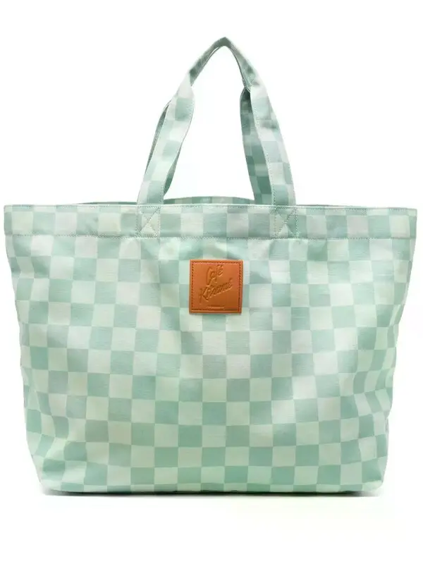 CAFÉ KITSUNÉ Checkerboard Maxi Tote - Green