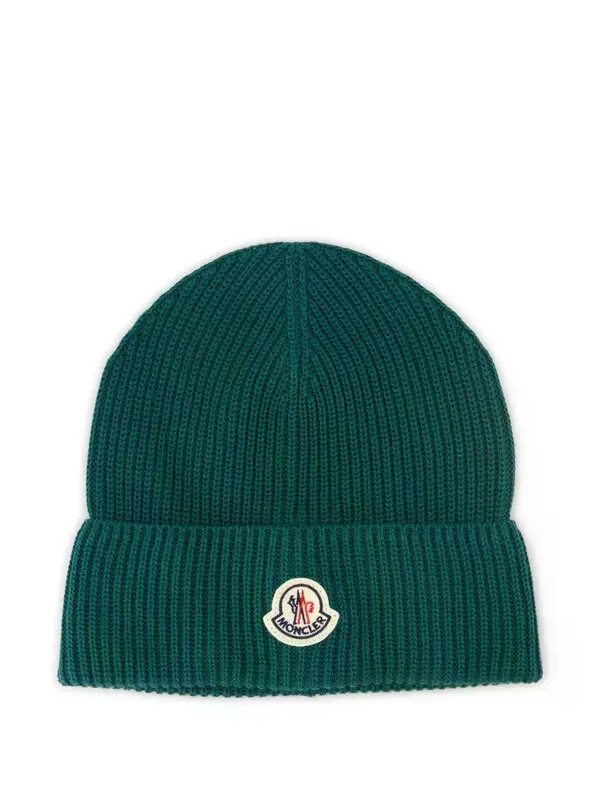 Moncler Logo-patch Beanie - Green