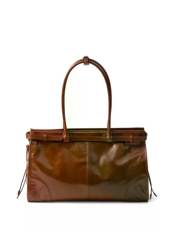 Prada Leather Bonnie Tote - Brown