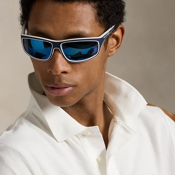Ralph Lauren Polo Sport Mirrored Sunglasses - Matte White Blue