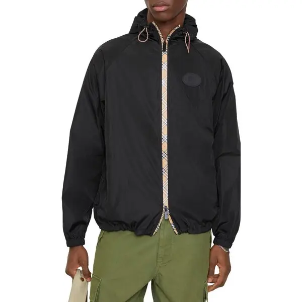 Burberry Checker-tape Nylon Hooded Jacket - Black