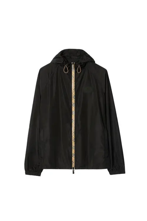 Burberry Checker-tape Nylon Hooded Jacket - Black