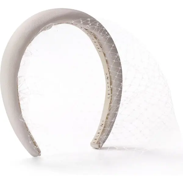 LELET NY Silk Headband With Veil - Ivory