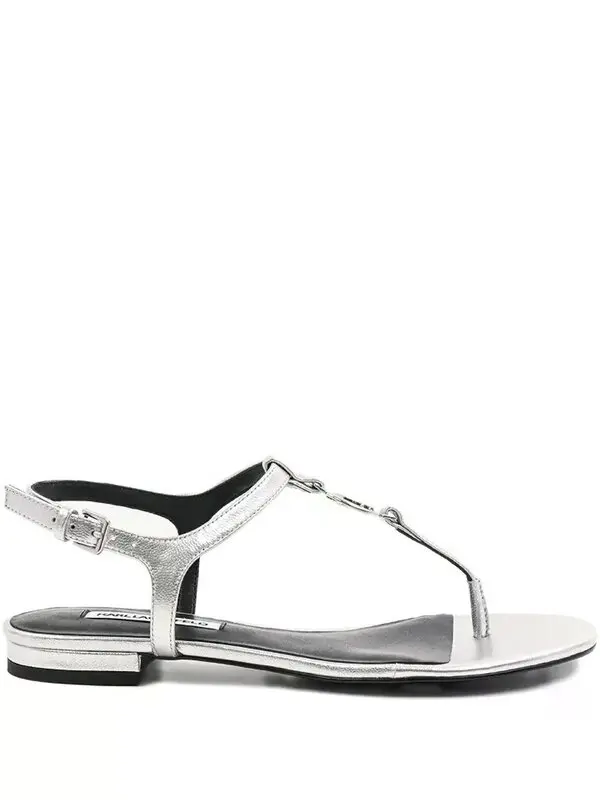 Karl Lagerfeld Logo Appliqué Sandals - Silver