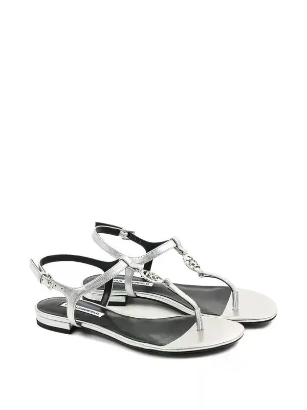 Karl Lagerfeld Logo Appliqué Sandals - Silver