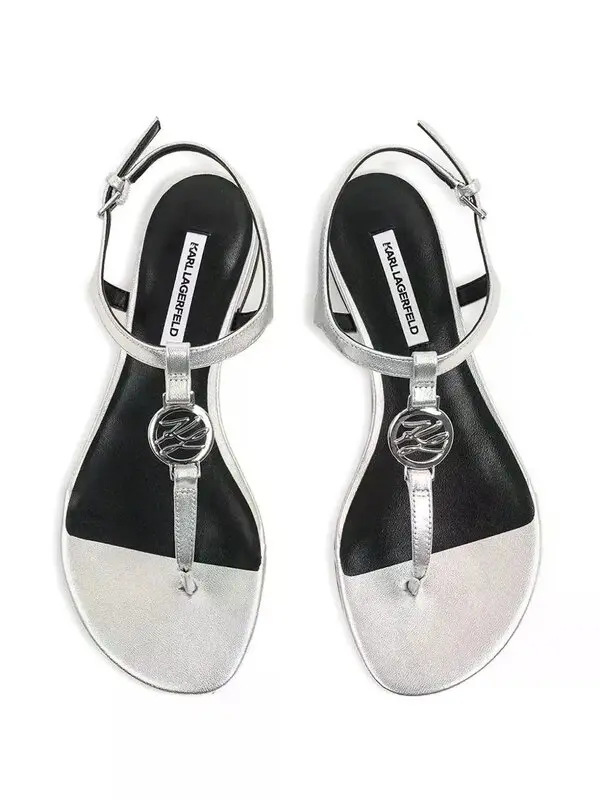 Karl Lagerfeld Logo Appliqué Sandals - Silver