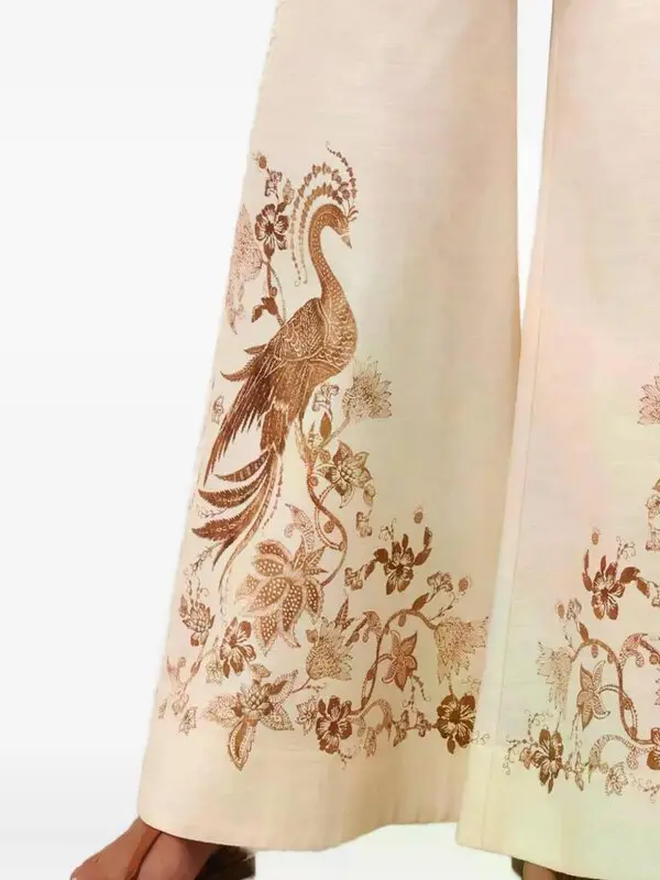 Zimmermann Embroidered Wide Leg Trousers - Neutrals