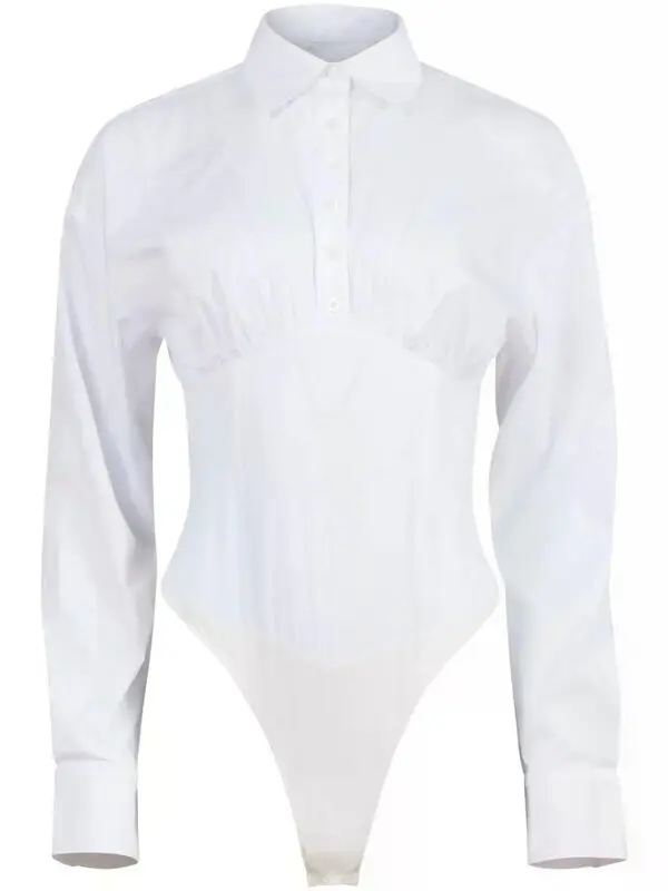 FLEUR DU MAL Poplin Button-down Bodysuit