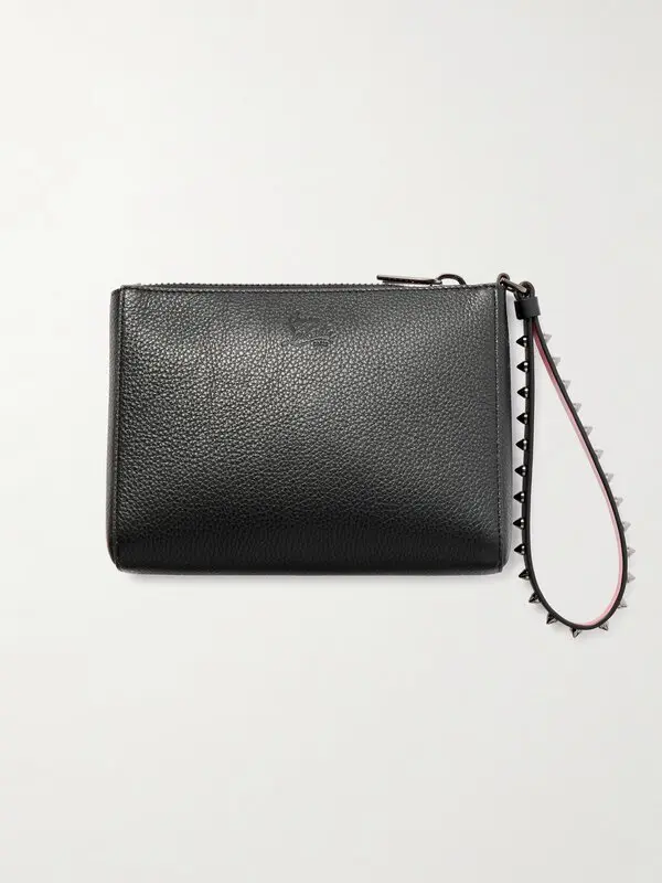 CHRISTIAN LOUBOUTIN Cabata Studded Textured-leather Clutch - Black