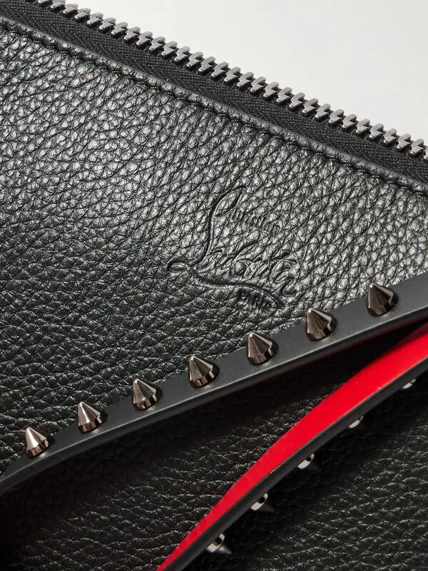 CHRISTIAN LOUBOUTIN Cabata Studded Textured-leather Clutch - Black