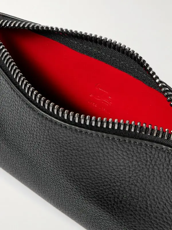 CHRISTIAN LOUBOUTIN Cabata Studded Textured-leather Clutch - Black