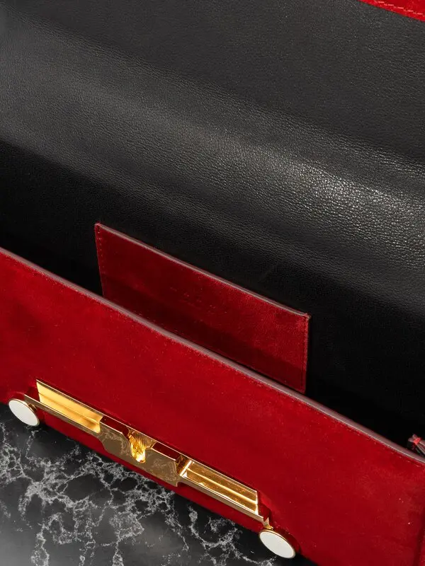 Marni Vhs E/w Embellished Suede Shoulder Bag