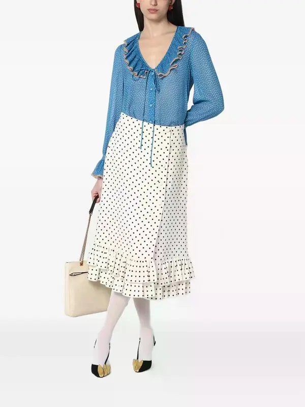 Valentino Garavani Polka Dot-print Midi Skirt - White