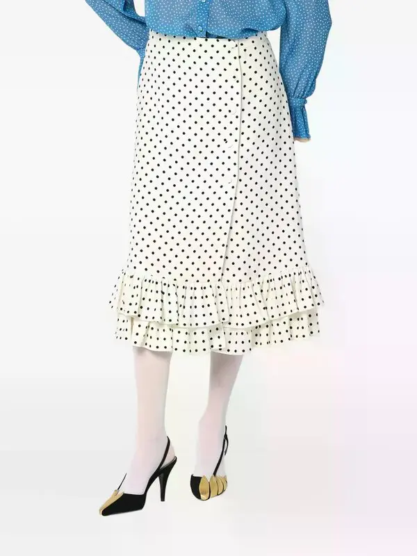 Valentino Garavani Polka Dot-print Midi Skirt - White