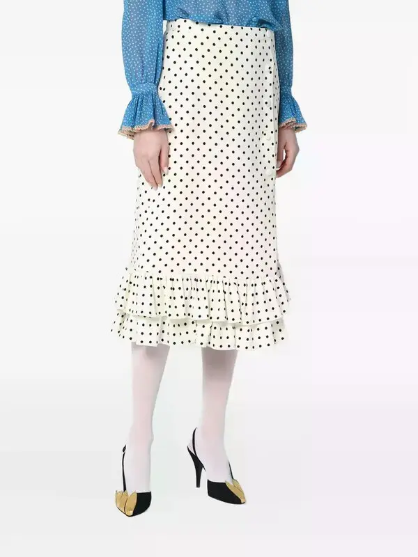 Valentino Garavani Polka Dot-print Midi Skirt - White