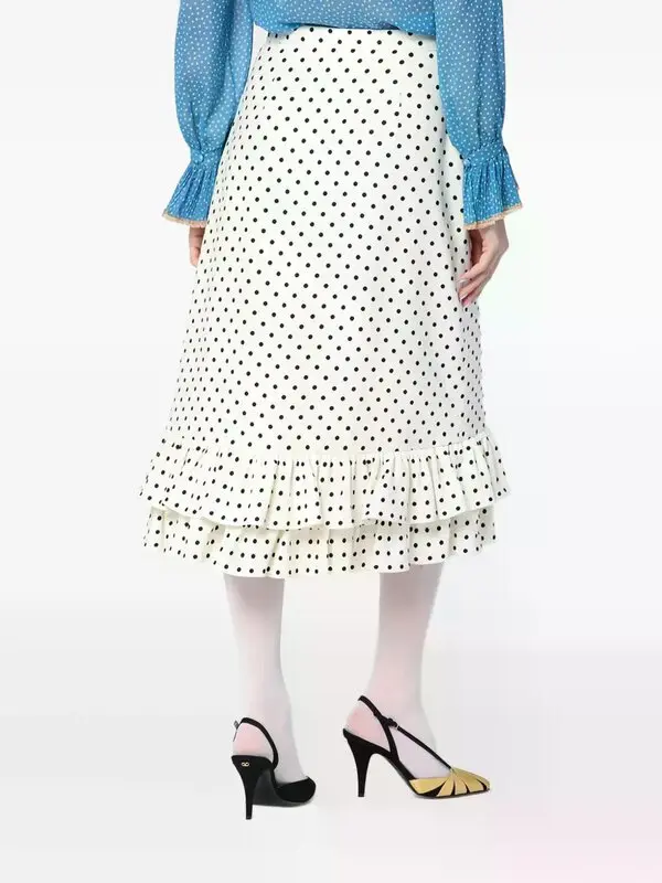 Valentino Garavani Polka Dot-print Midi Skirt - White