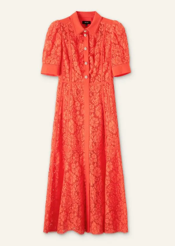 ME+EM Lace Ruffle Maxi Dress