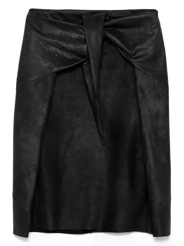 Rick Owens Leather Midi Skirt - Black