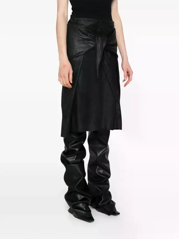 Rick Owens Leather Midi Skirt - Black