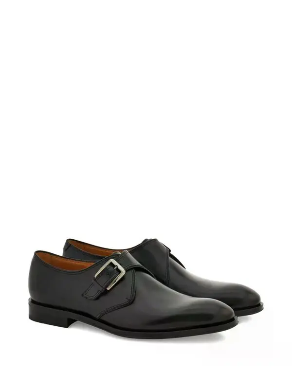 FERRAGAMO Buckle-fastening Leather Monk Shoes - Black
