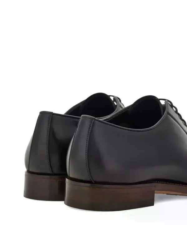 FERRAGAMO Polished Leather Derby Shoes - Black