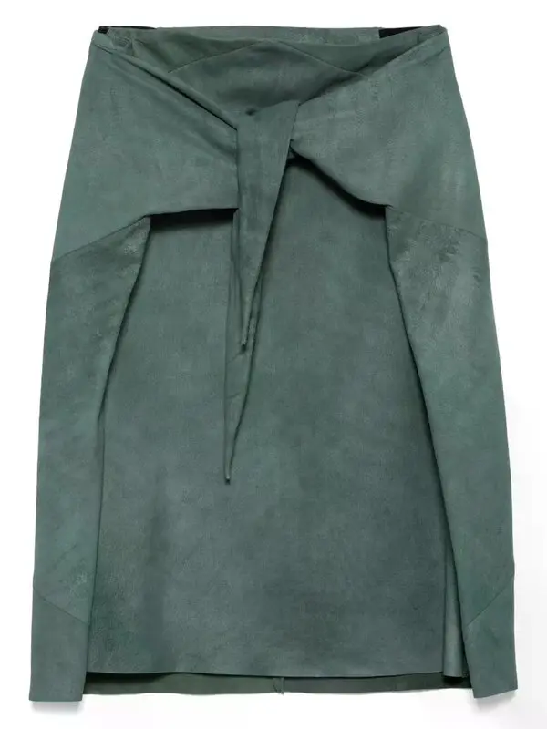 Rick Owens Leather Midi Skirt - Green