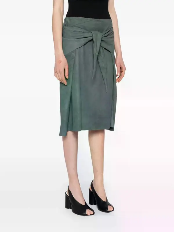 Rick Owens Leather Midi Skirt - Green