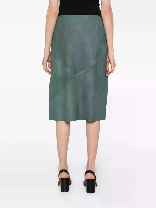 Rick Owens Leather Midi Skirt - Green