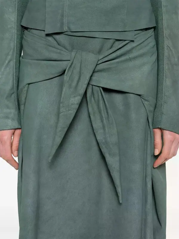 Rick Owens Leather Midi Skirt - Green